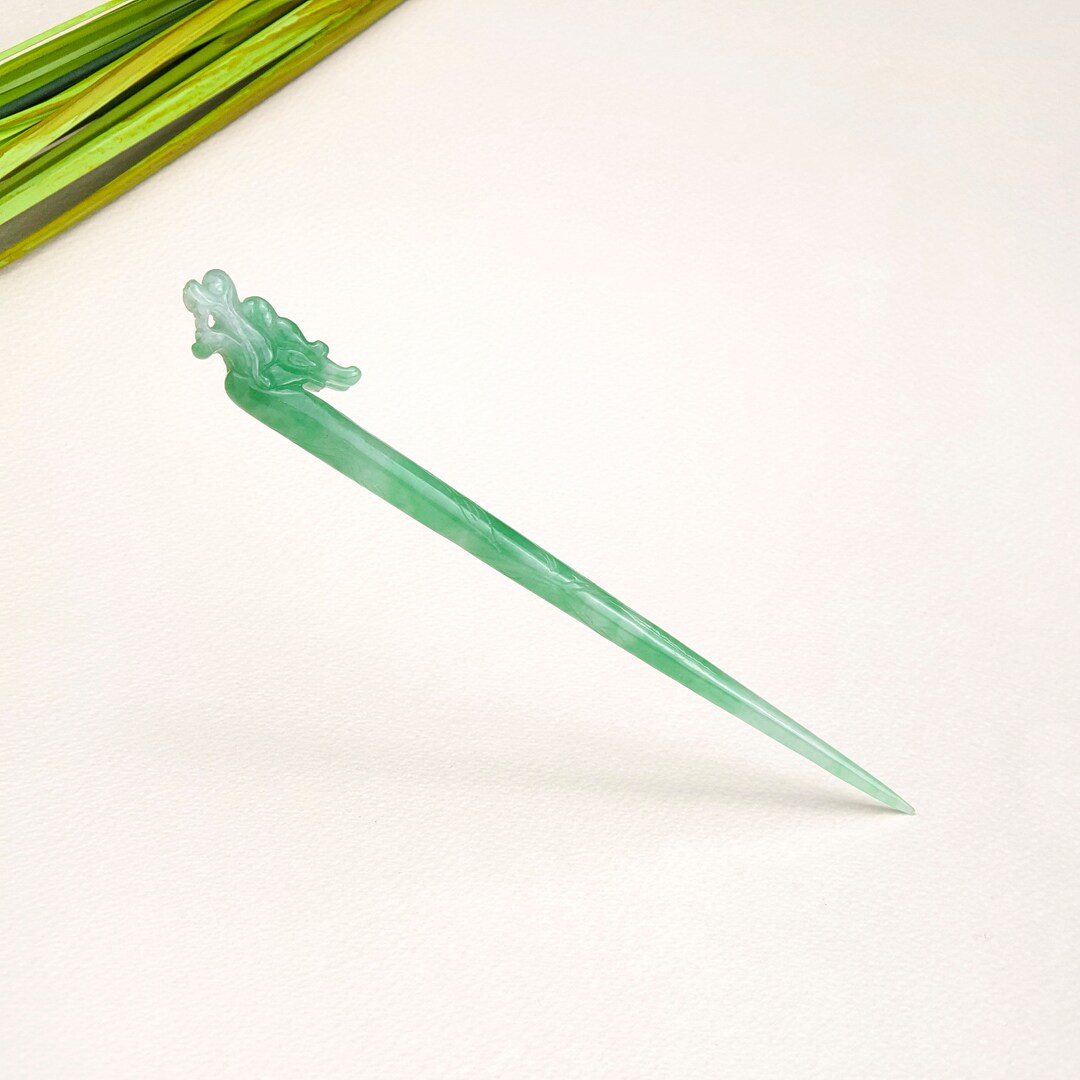 Korean Hair Binyeo 15 Cm Natural Jade Dragon Hair Stick Binyeo 비녀 - Etsy