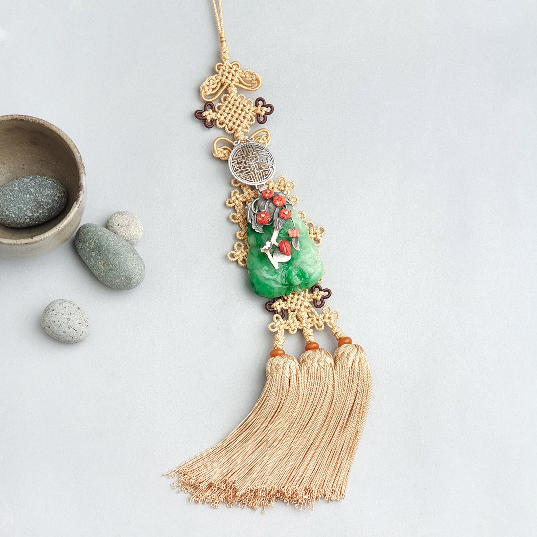 Korean Silk Norigae Tassel with Natural Jade Pendant – Traditional ...
