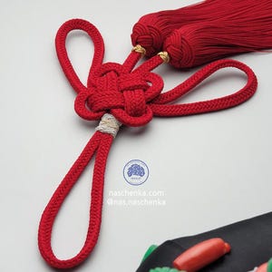 NASCHENKA Traditional Korean Red Norigae Tassel Luxurious Silk Dangling ...
