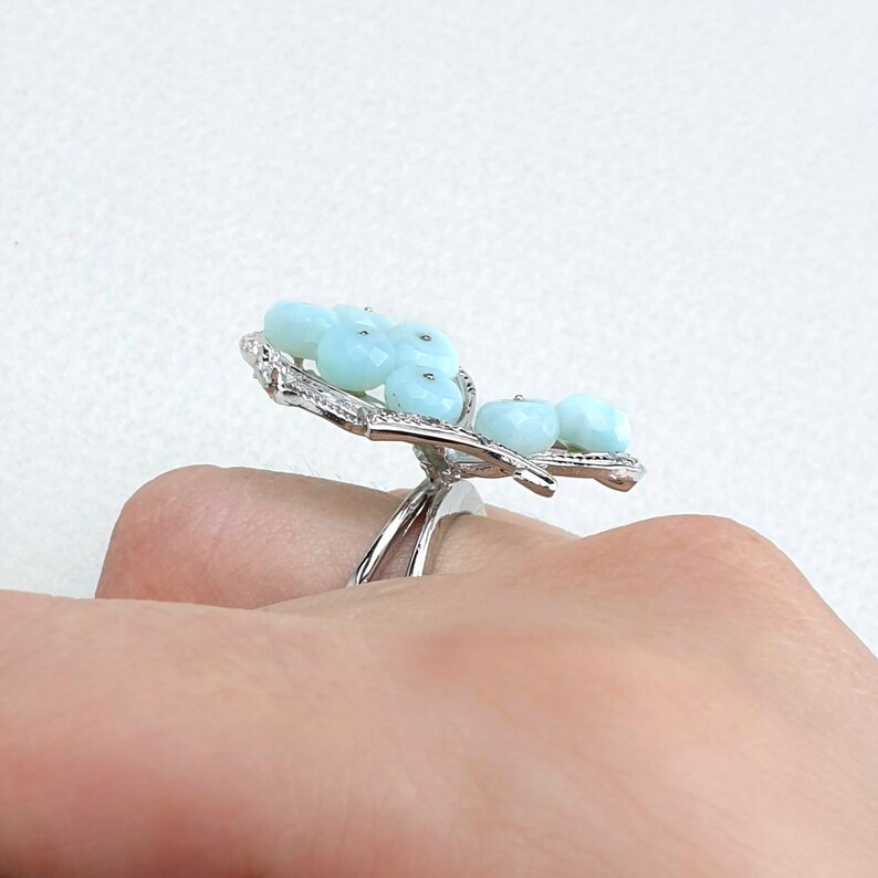 Sterling Silver Butterfly Ring • Blue Opal Korean Jewelry - Etsy UK