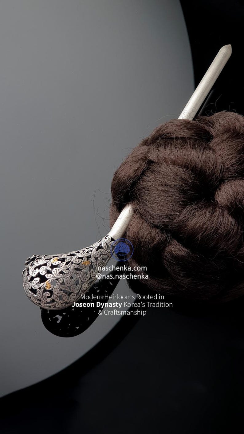 한국 전통 비녀 Korea Binyeo (비녀) Korean Traditional Silver Hairpin ...