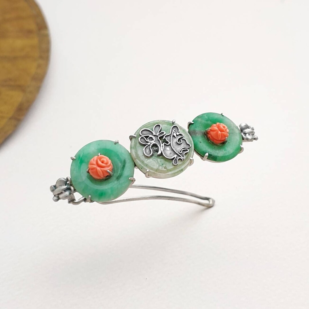 Jade Hair Pin, Wedding Jewelry for Brides Jade, Coral, Hair Accessories ...