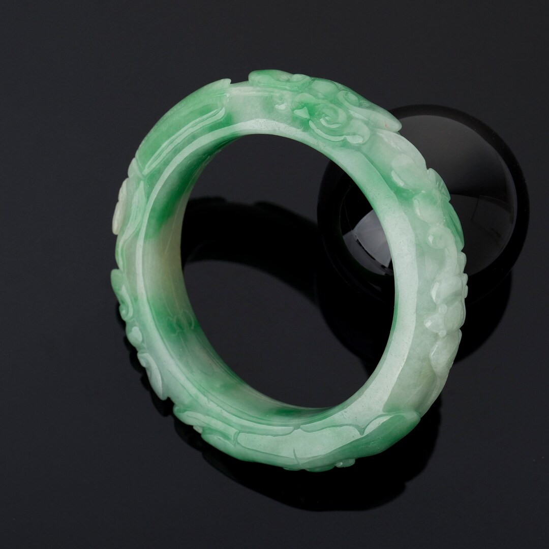55 Mm Green Jade Bangle 5.5 Cm (1.3), Round Shape, Green Jadeite Bangle ...