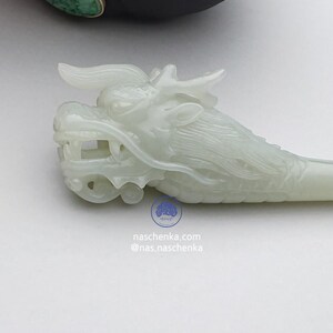 Dragon Handcrafted White Jade Binyeo 비녀 Exquisite Hand-carved Jade ...
