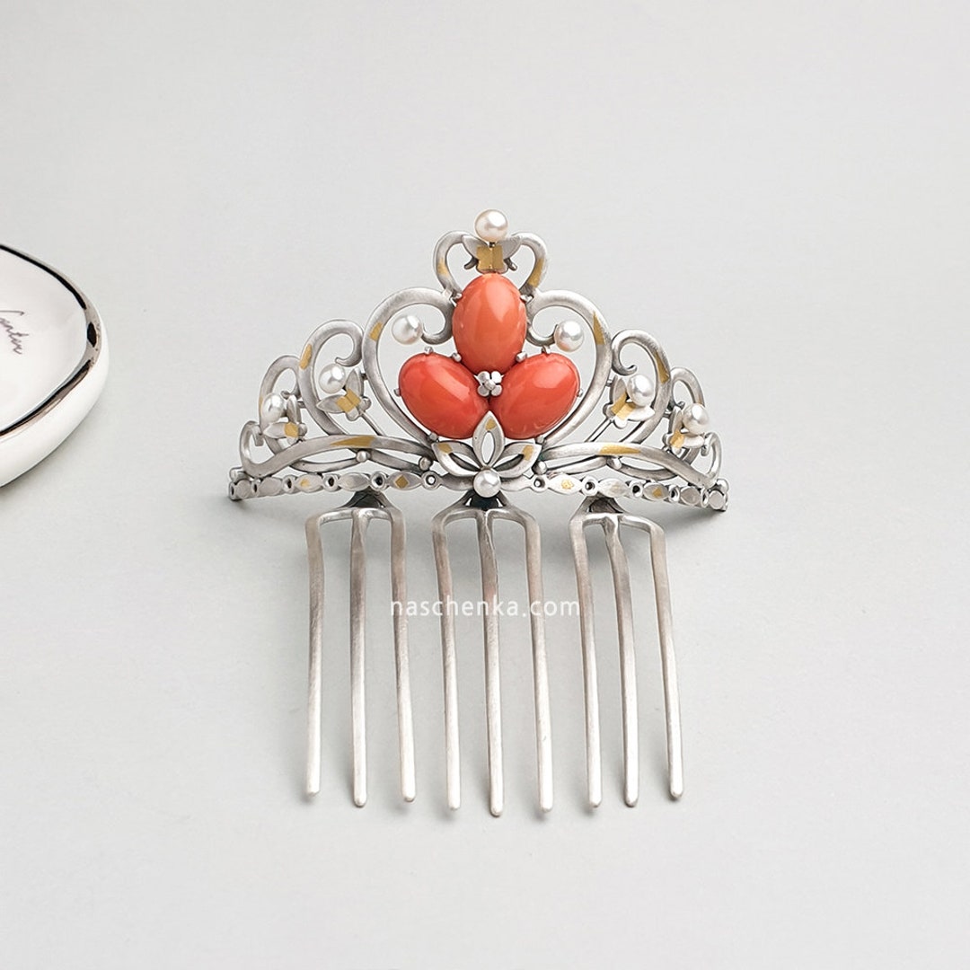 NASCHENKA Korean Silver Tiara , Traditional Queen Tiara, Korea Hanbok ...
