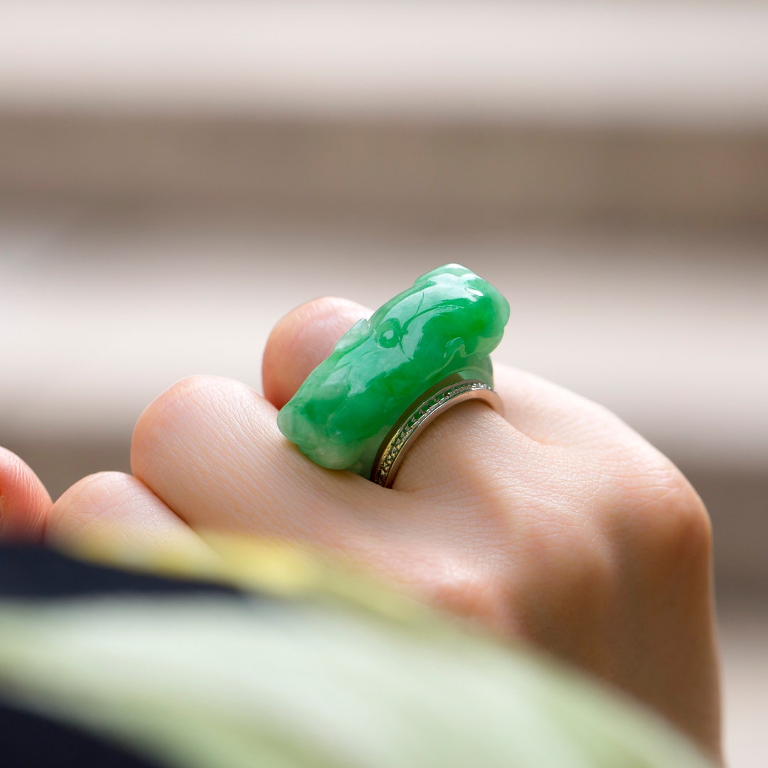 US 10 Jade Band Ring Jewelry, Rings, Thumb Rings Green Jade Band Rings ...
