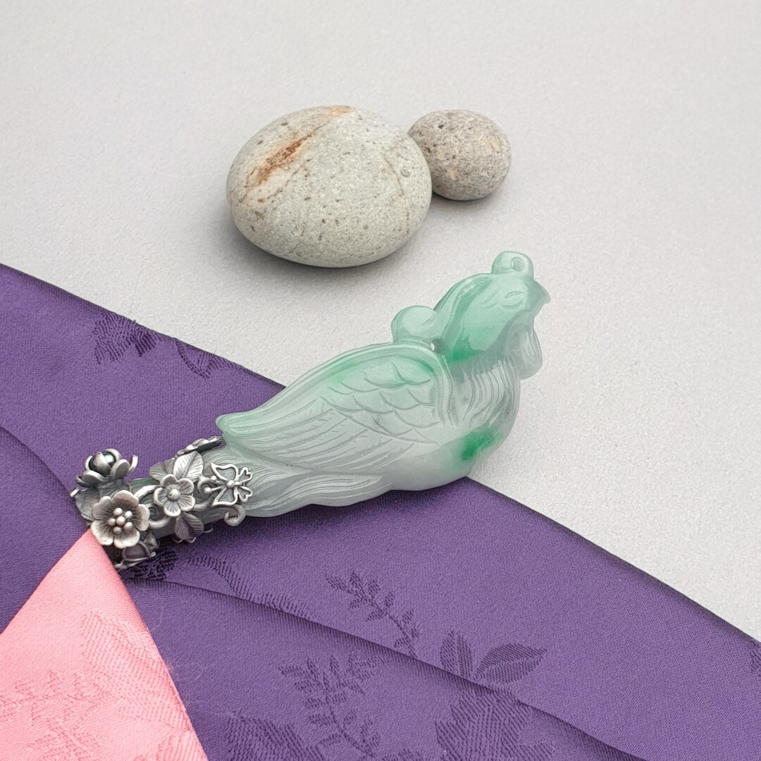 Sterling Silver Binyeo Hairpin | Handcrafted Jade Phoenix Hair Stick ...