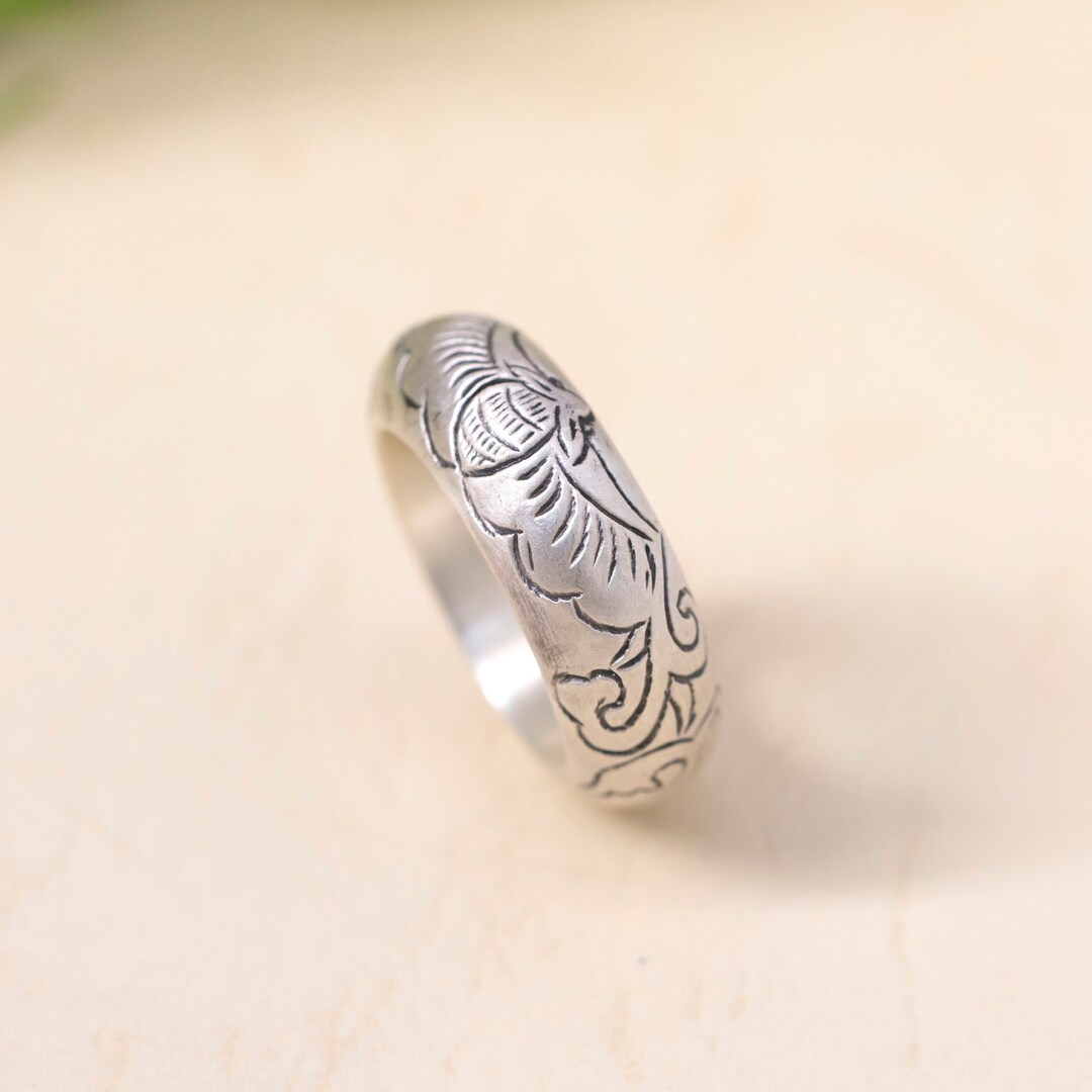 Silver Korean Bat Ring by NASCHENKA • Your Size Traditional Korean Ring ...