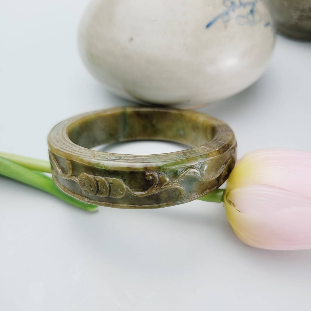55mm jade bangle handmade jade bangle (1.5), Round Shape, Green ...