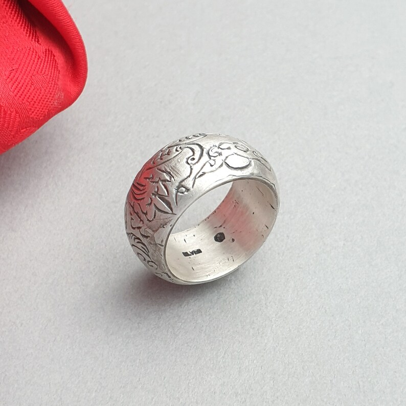 Hand Carved Sterling Silver Ring – Korean Longevity Symbols, Artisan ...