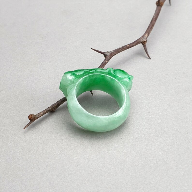 Handmade Green Jade Band Ring, Sterling Silver Frame Option - Etsy España