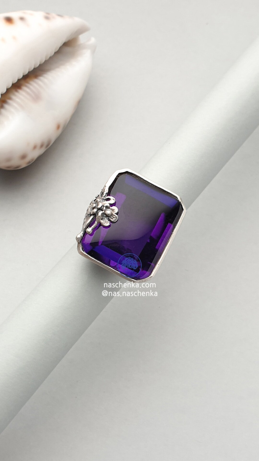 Big Purple Blue Ring, Large Purple Stone Ring, Purple Cocktail Ring ...