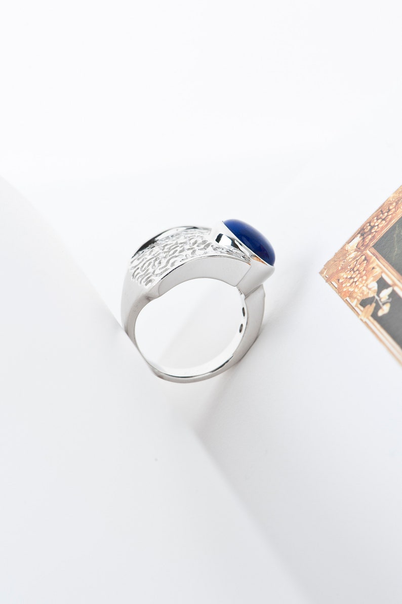 Handmade Lapis Lazuli Sterling Silver Ring • Korean Jewelry - Etsy España