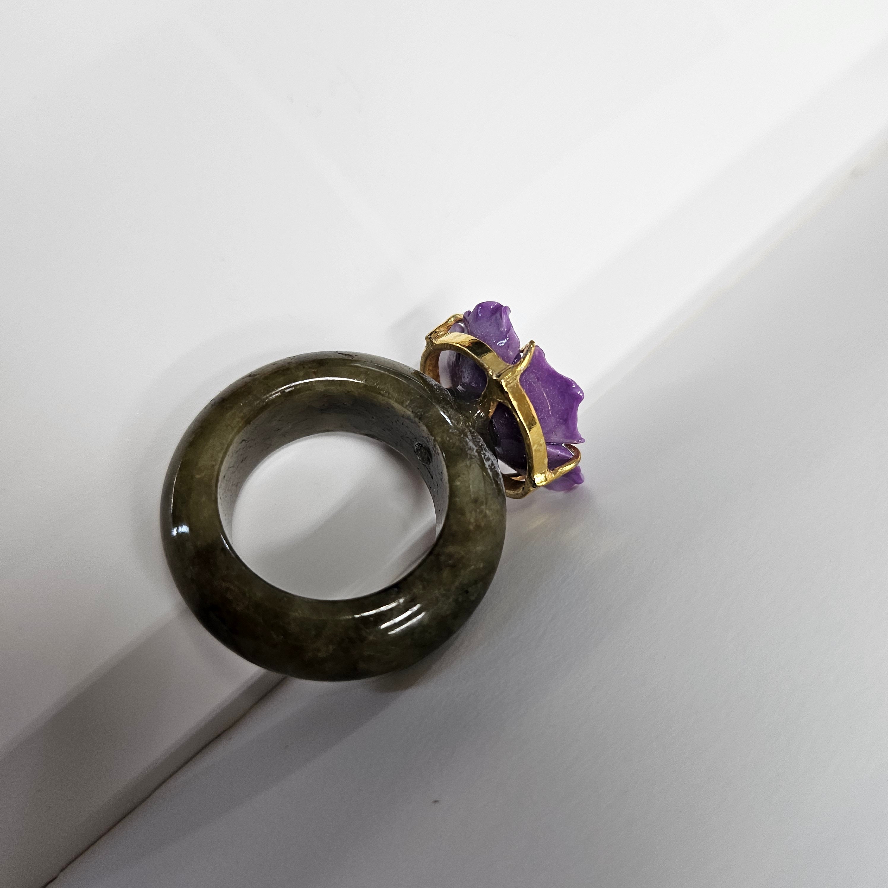 US 7.5 Deep Brown Jade Band Ring / Hanbok Ring Gift Jewelry - Etsy