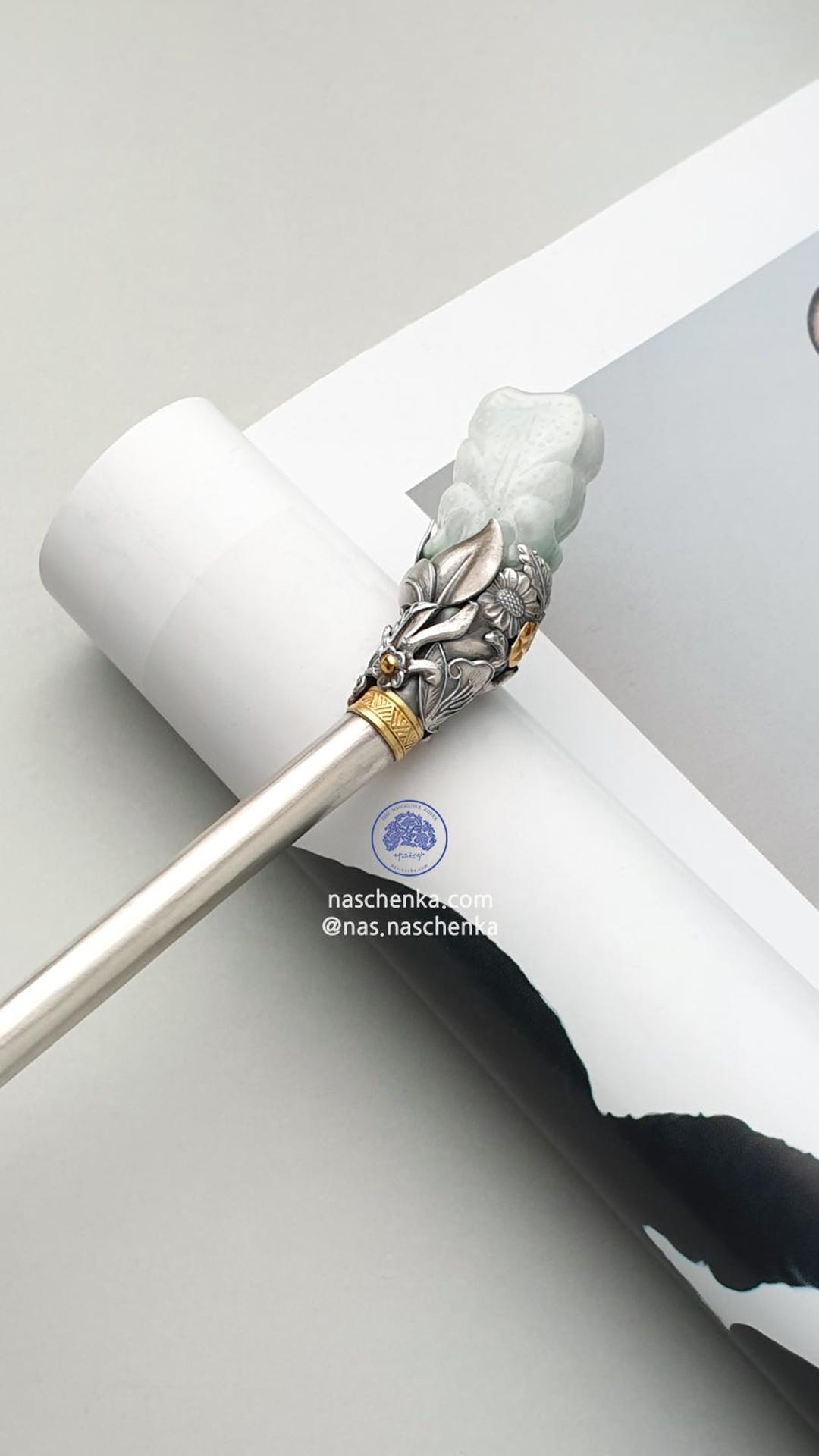 NASCHENKA Korean Jade Hairpin | Joseon Dynasty Style Green Jade ...