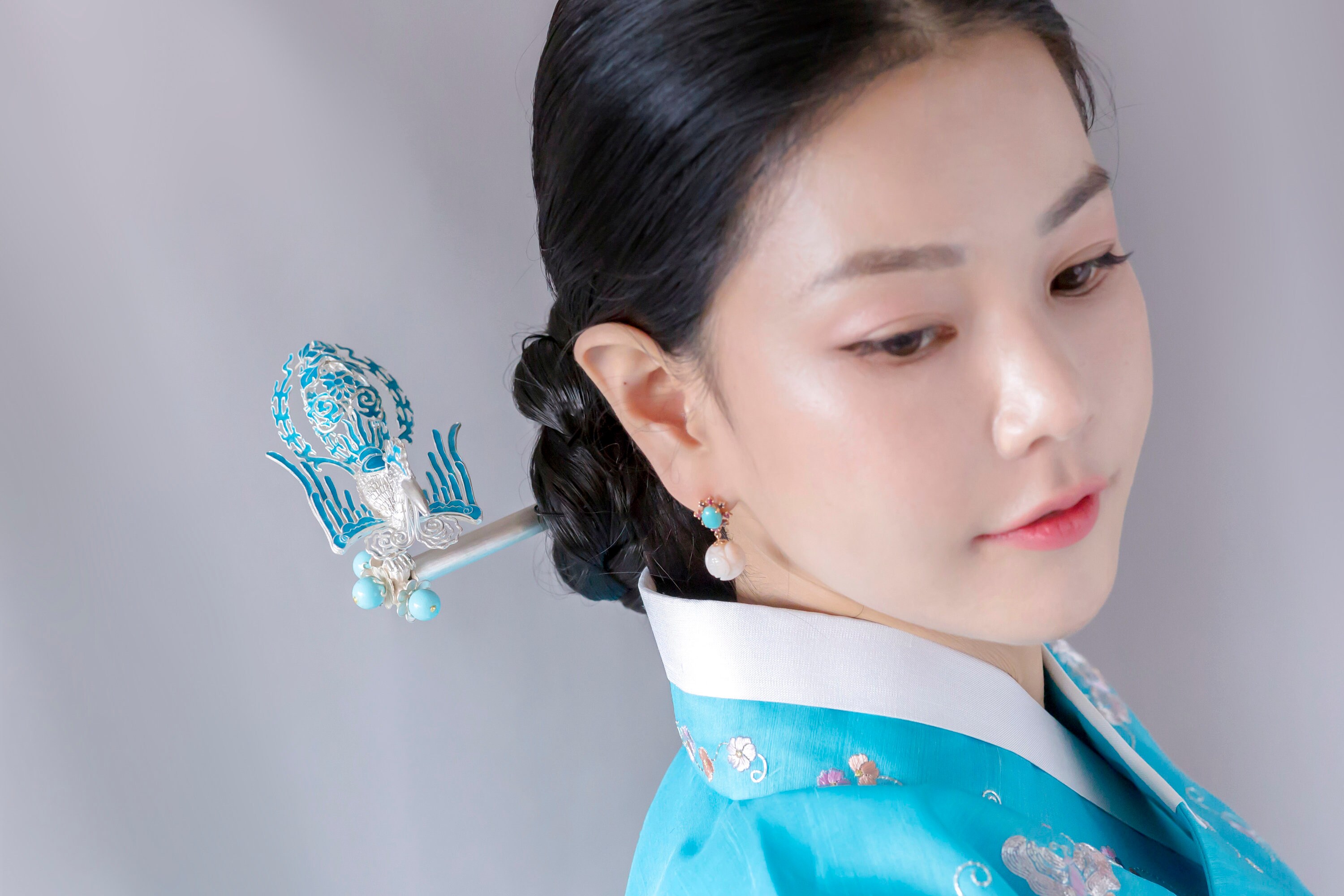 Blue Phoenix Binyeo: Korean Sterling Silver Hair Pin - Etsy