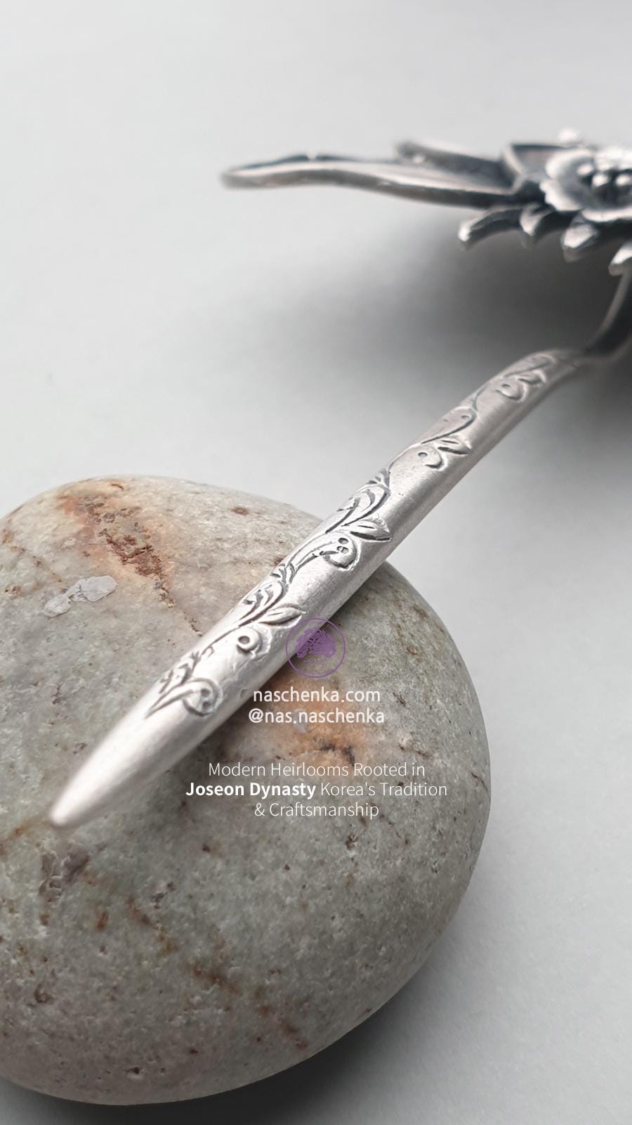 Dwikkoji (뒤꽂이) Korean Traditional NASCHENKA Silver Lotus Hair Pin ...