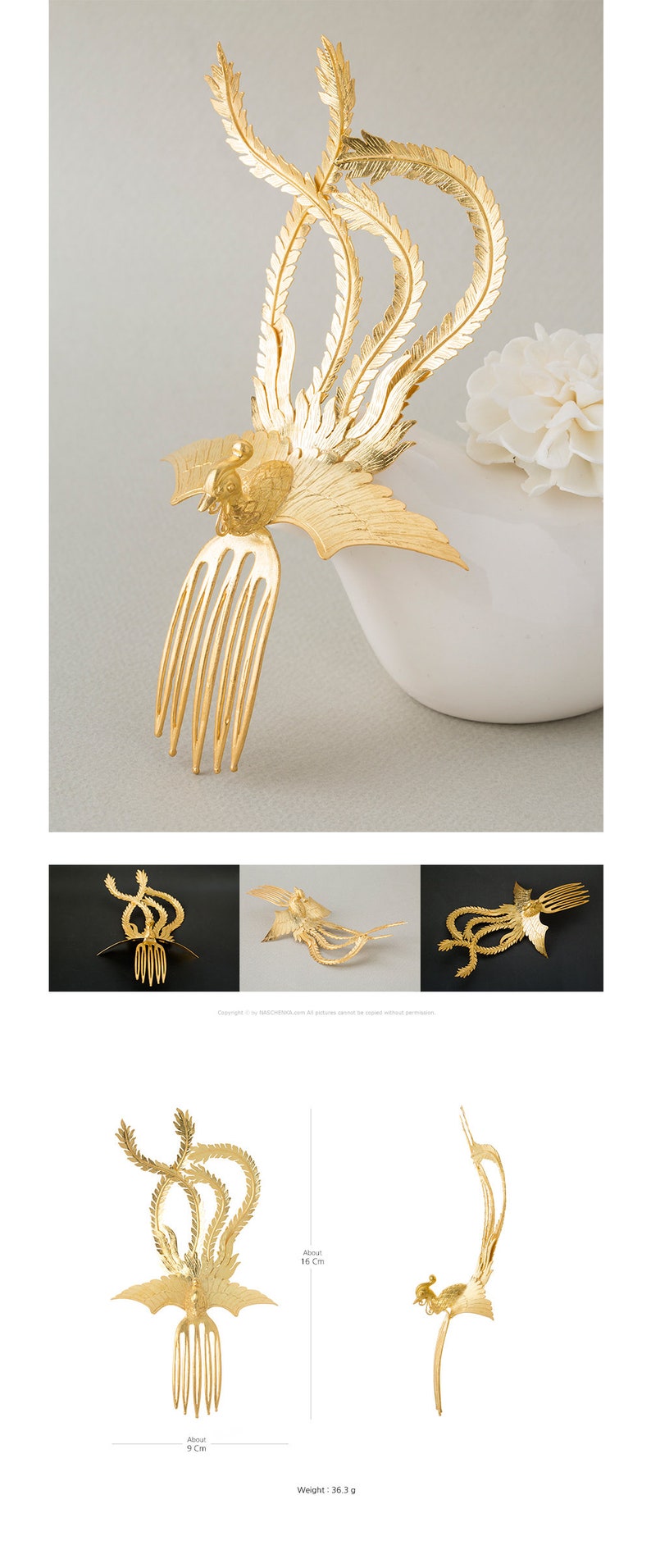 Sterling Silver Phoenix Hair Comb, Korean Traditional Jewelry, Handmade ...