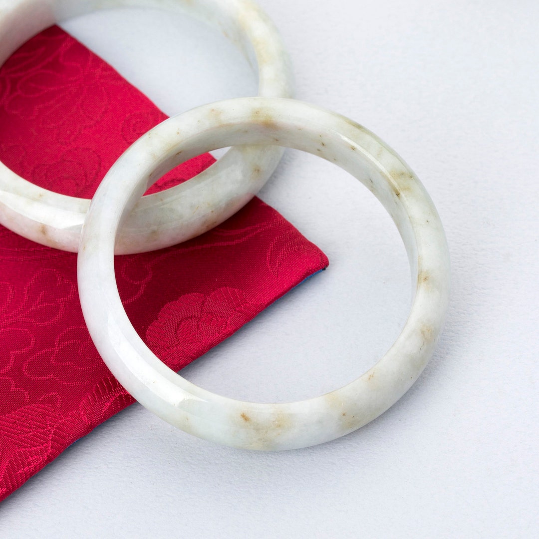 Jade Bangle , Light Green Jadeite Bangle Bracelet, Jade Wide Bangle 5.7 ...