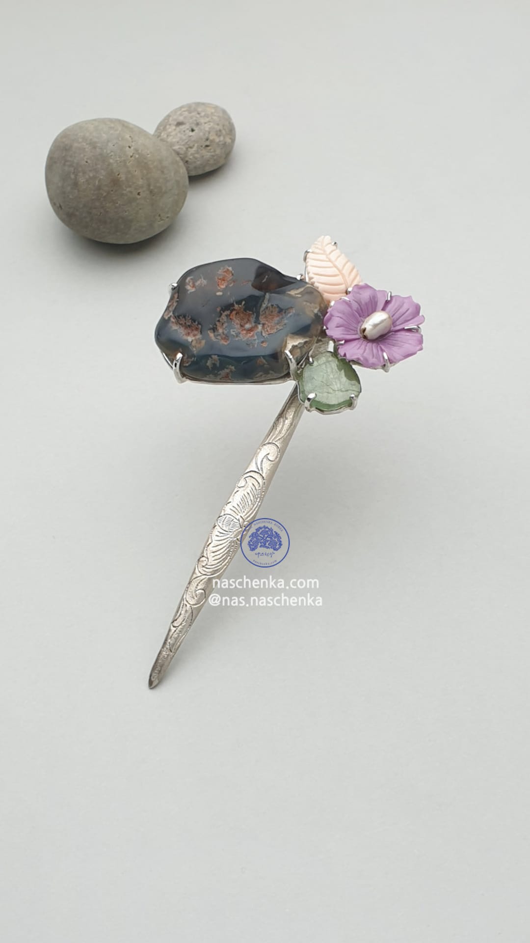 Silver Artisan Traditional Korean Hanbok Hair Dwikkoji , Tourmaline and ...