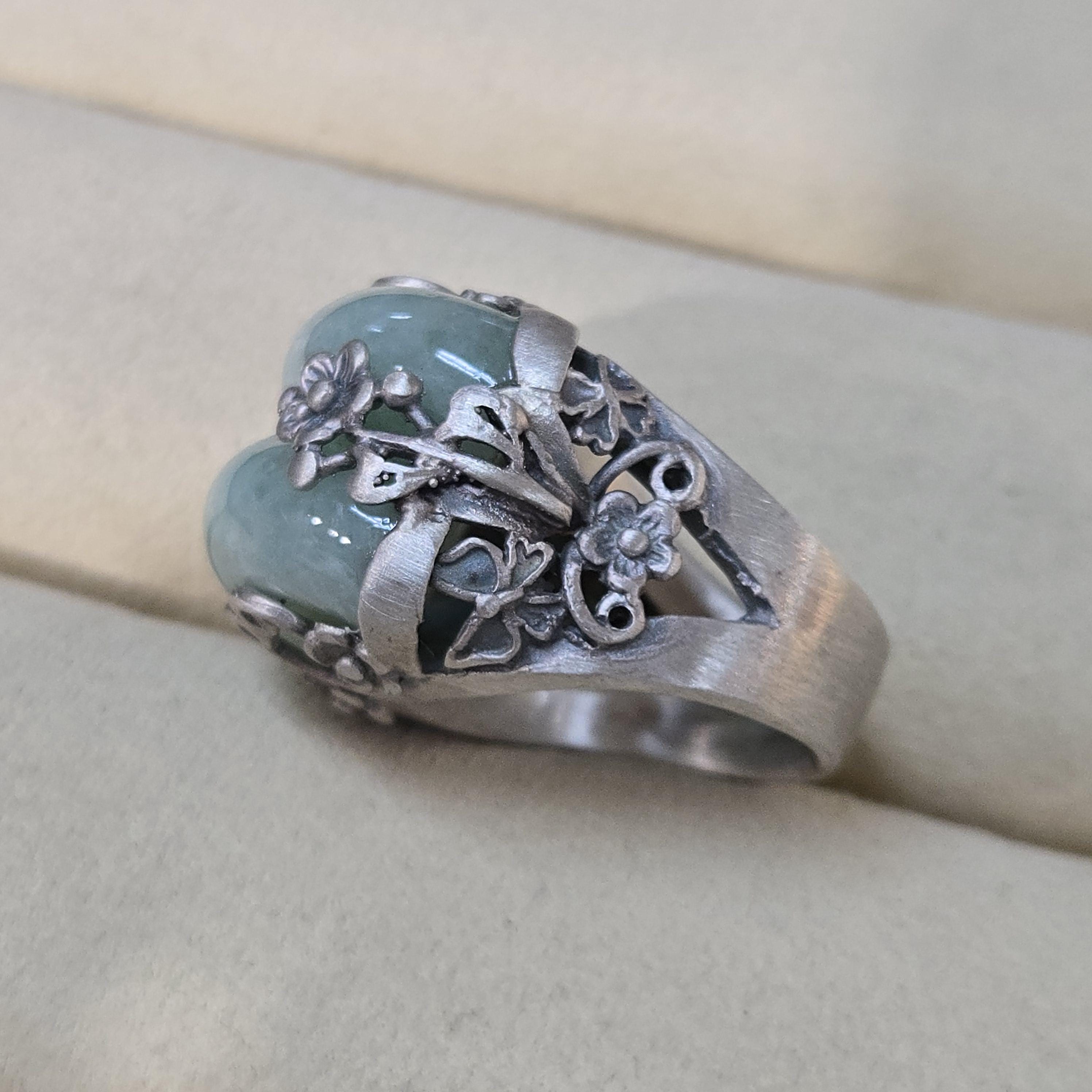 Handmade Sterling Silver Natural Jade Ring – Korean Artisan Jewelry - Etsy