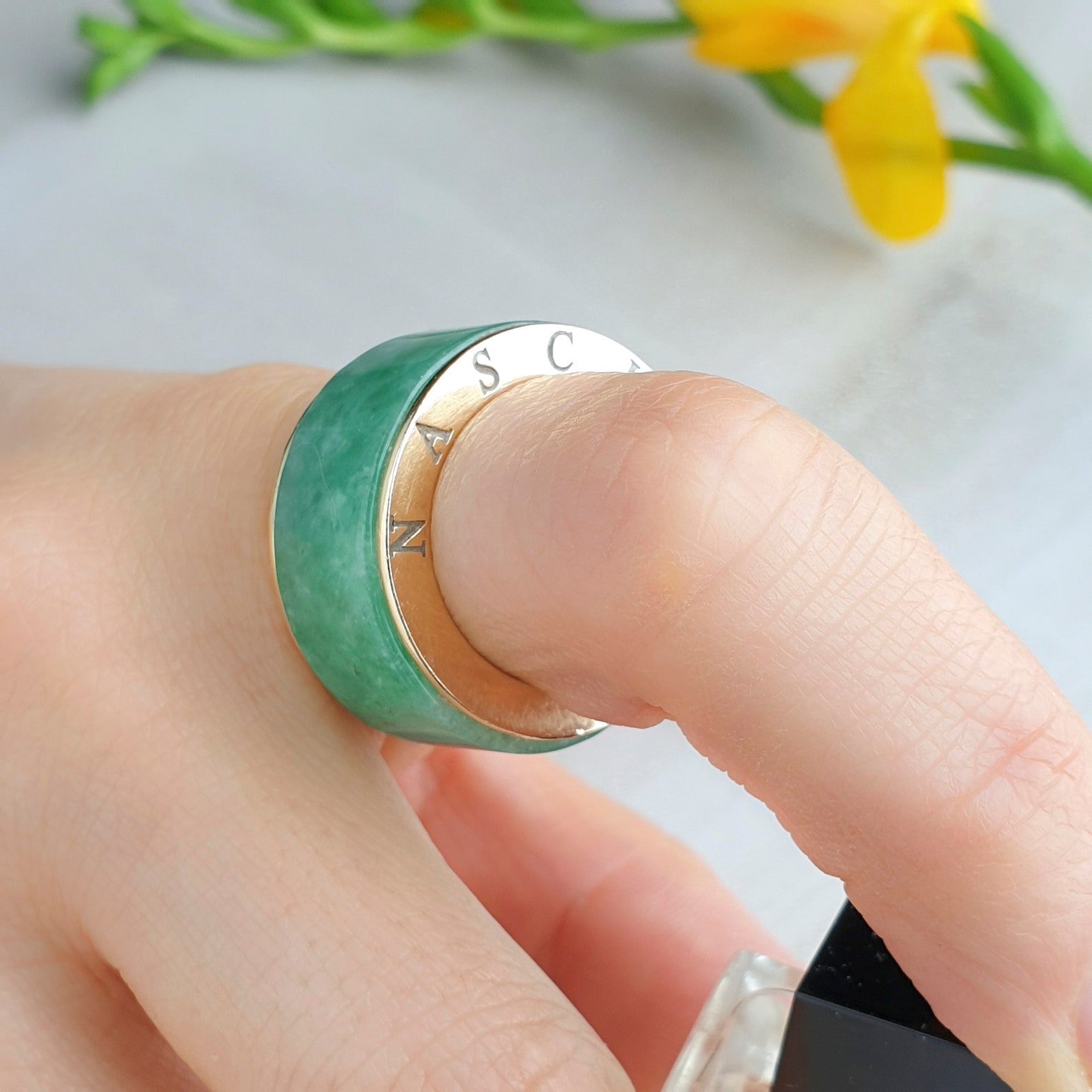 Jade Ring US 10 10.5 Green Jade Band ring Grade not A | Etsy