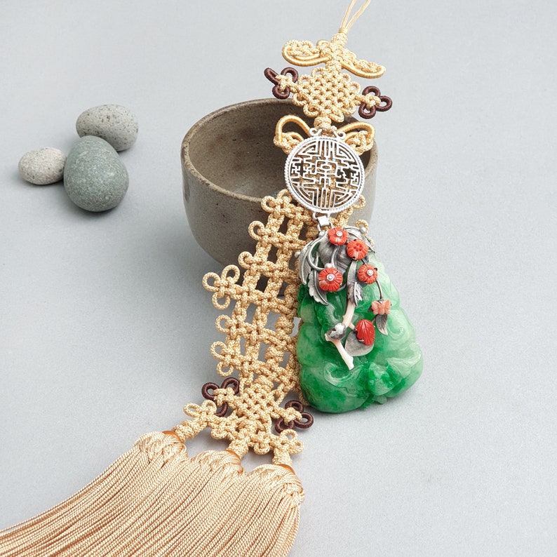 Korean Silk Norigae Tassel with Natural Jade Pendant – Traditional ...