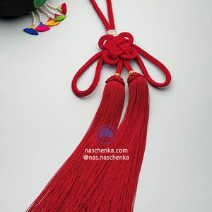 NASCHENKA Traditional Korean Red Norigae Tassel Luxurious Silk Dangling ...