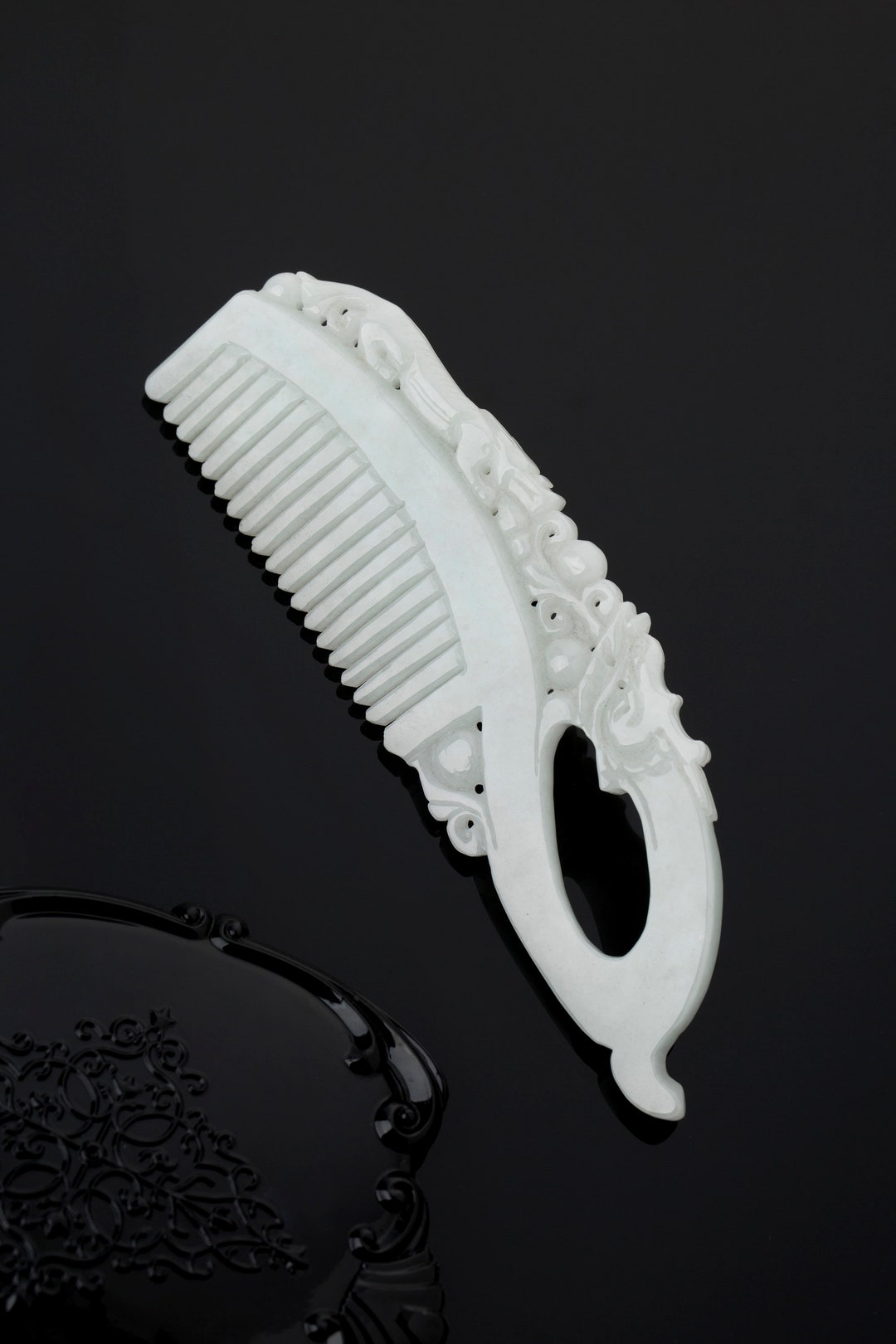 Seoul Traditional Korean Accessories Precious Natural White Jade Comb ...