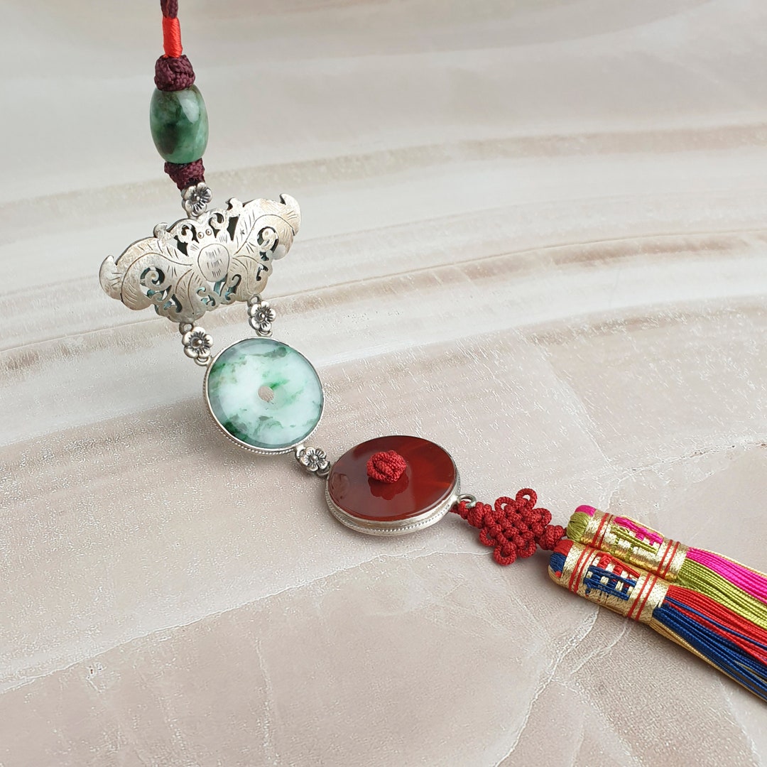 노리개 Jade Hanbok Norigae Ornament: Korean Tassel Jewelry, 925 Silver - Etsy