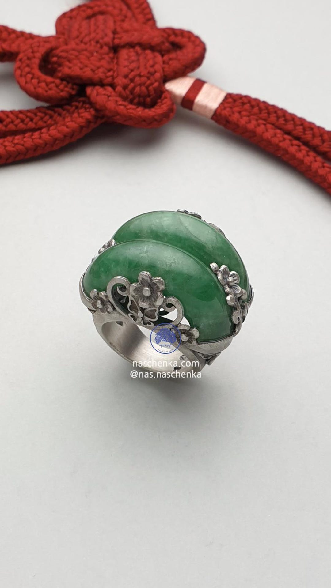 NASCHENKA Traditional Korean Hanbok Stone Jade Ring for Women and Mens ...