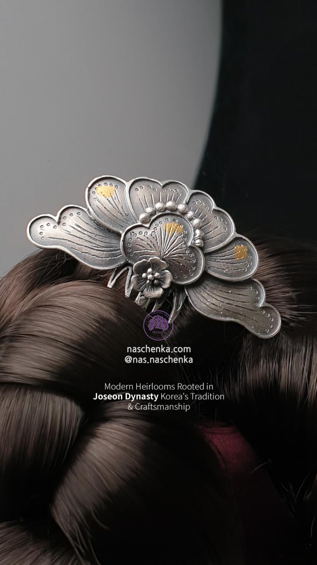 Dwikkoji (뒤꽂이) Korean Traditional NASCHENKA Silver Lotus Hair Pin ...