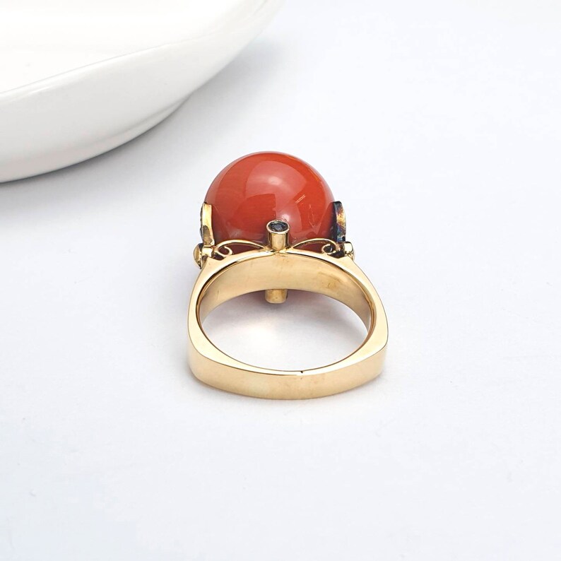 Stuunig Big Natural Coral Ring Gold - Etsy