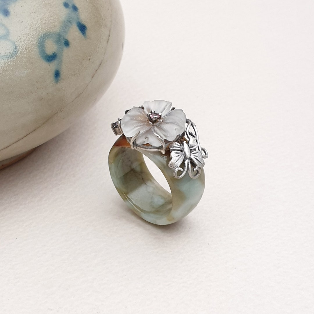 Seoul NASCHENKA Traditional Korean Hanbok Stone Jade Ring for Women and ...
