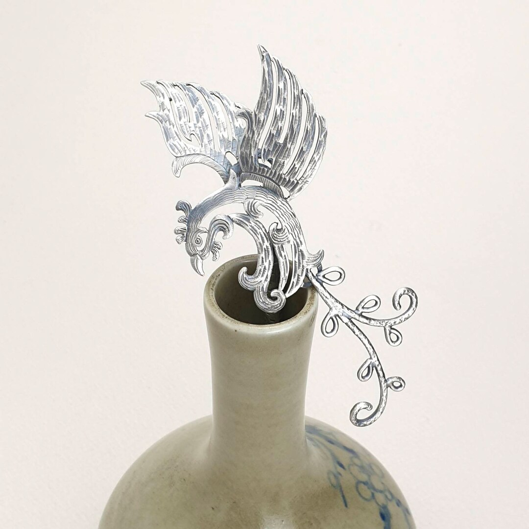 Korean Hair Binyeo Korea IVE WON YOUNG 장원영 비녀 Phoenix Binyeo Silver ...