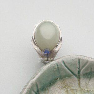 White Jade Silver Craft Ring by NASCHENKA Your Size Custom Ring Best Friend Gift Anniversary ...