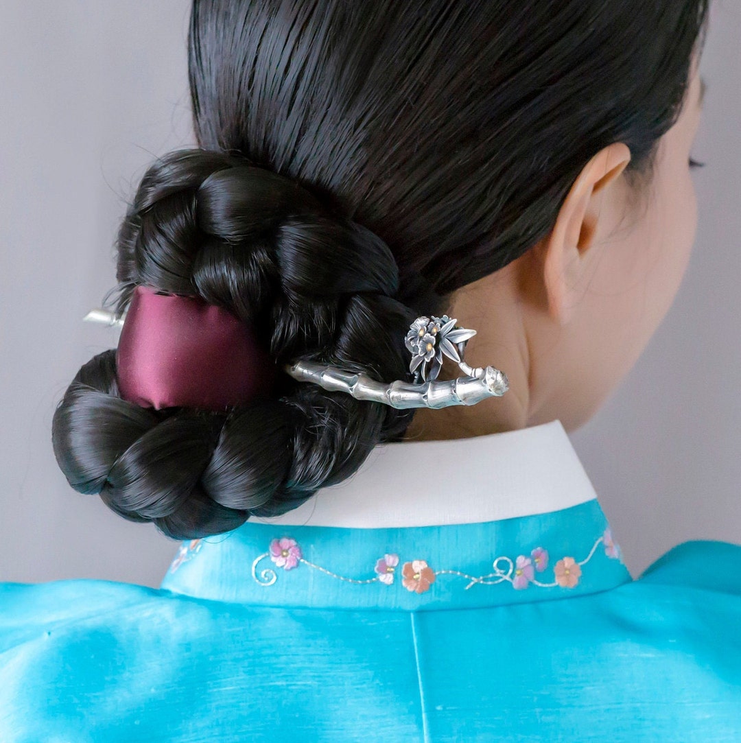 Korean Hair Binyeo Korea Bamboo Unique Traditional Binyeo Silver 한국 한복 ...