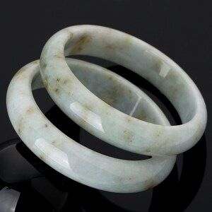 Jade Bangle , Light Green Jadeite Bangle Bracelet, Jade Wide Bangle 5.7 ...