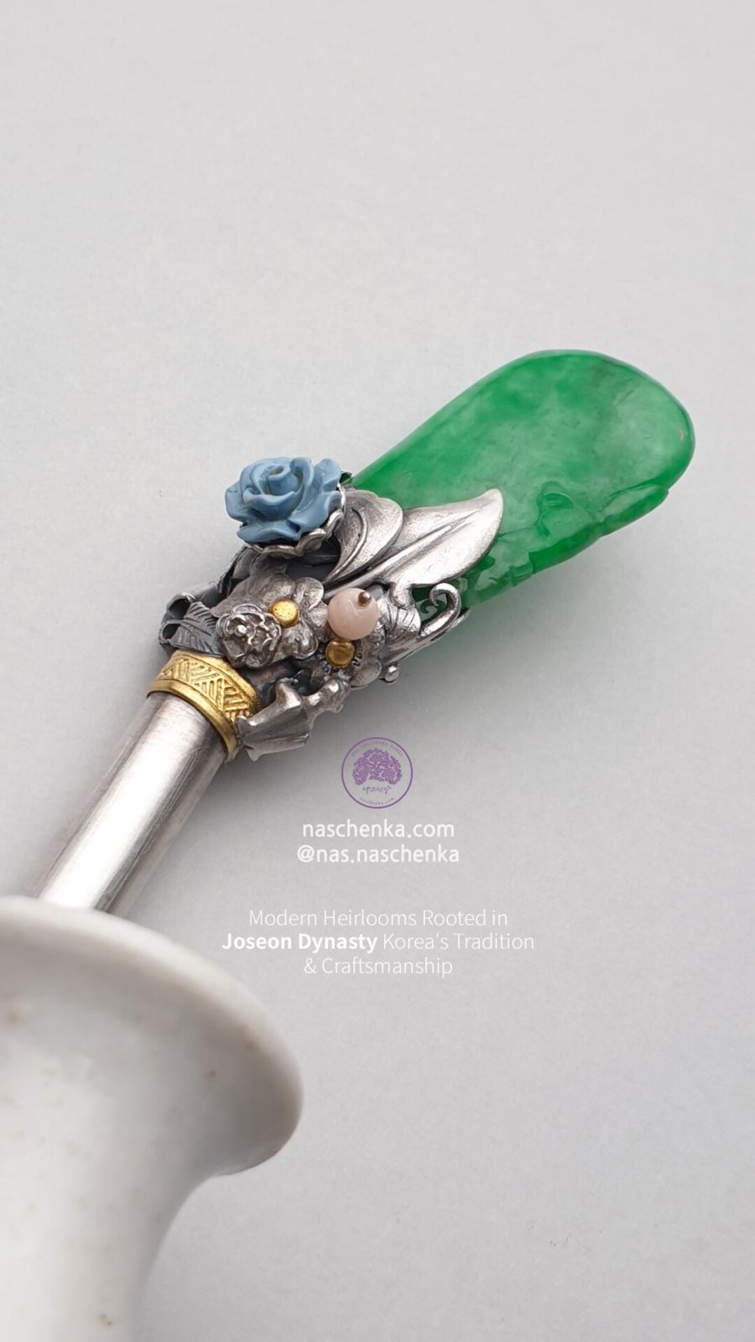 Handmade Sterling Silver Binyeo Hairpin With Natural Jade | Korean Hair ...