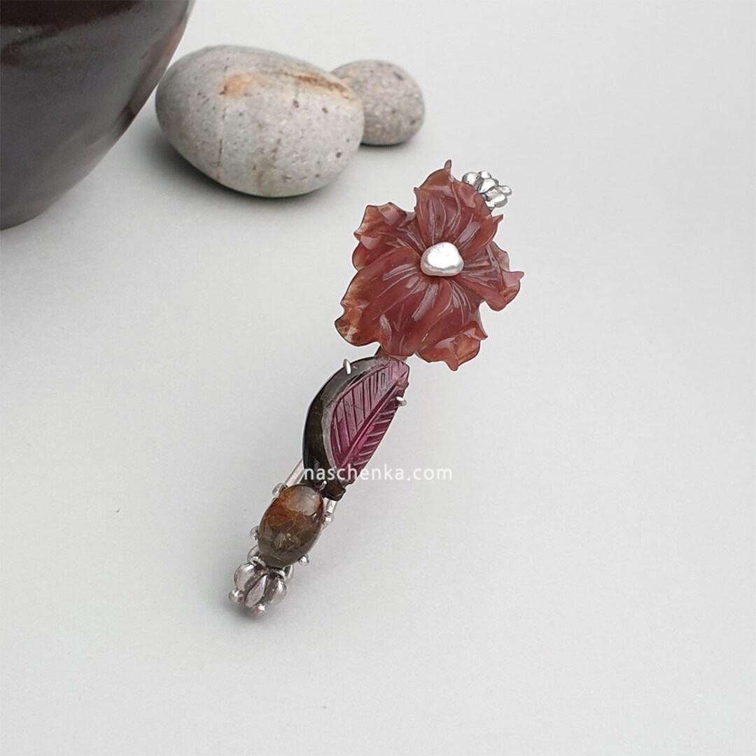 Tourmaline and Quartz Seoul Korea Hair Clip With Gemstone NASCHENKA - Etsy