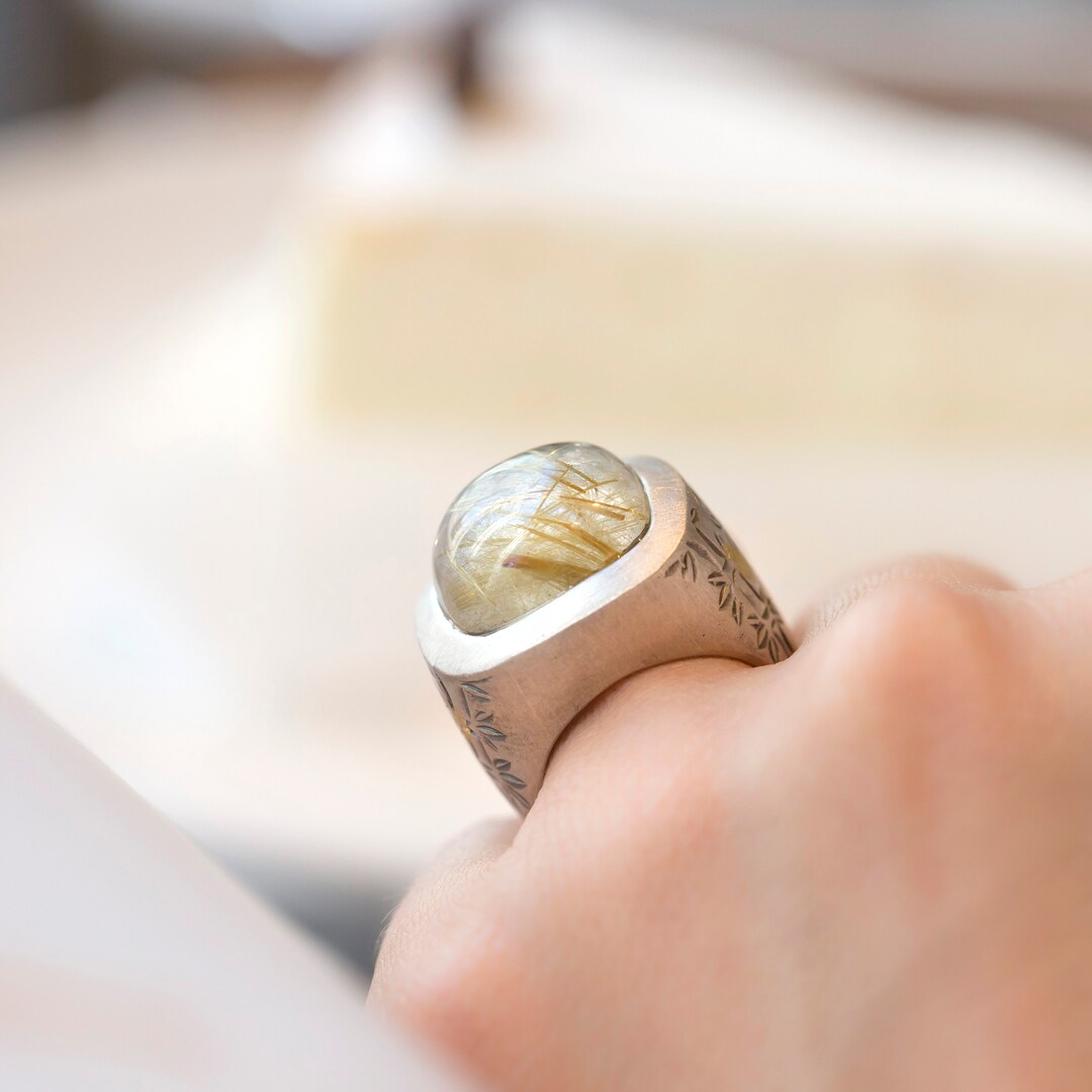 Gemstone Silver Craft Ring by NASCHENKA • Your Size Custom Ring • Best ...