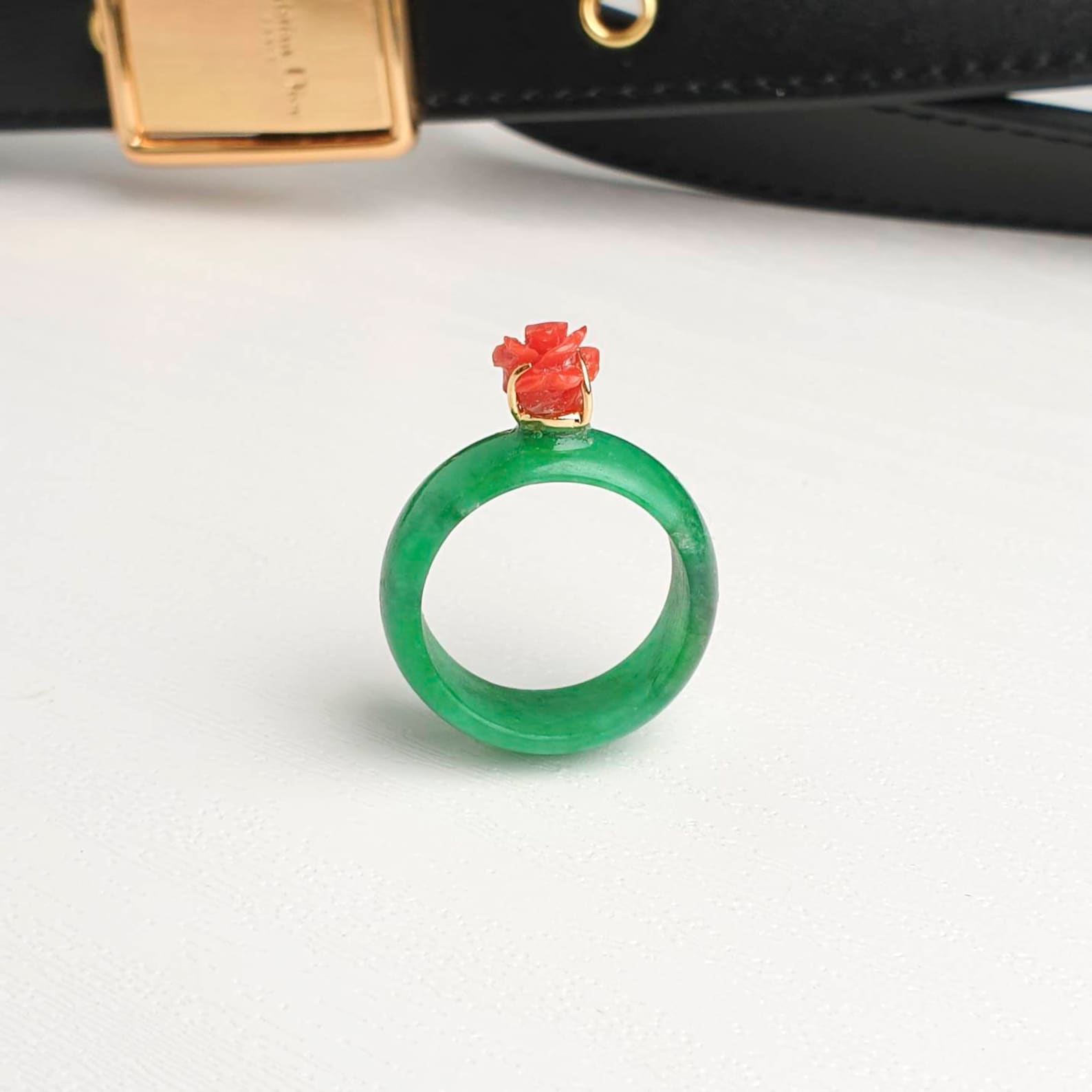 Green Jade Ring Size 6 Korean hanbok ring red coral ring | Etsy