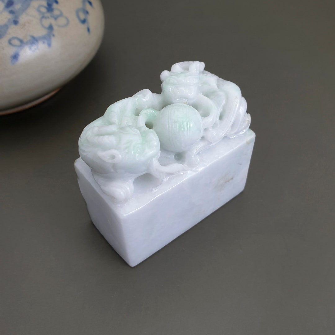 Jade Stamp, Seal Hand Carved Jade Stone, Natural Jade Stone, Jade Stone ...