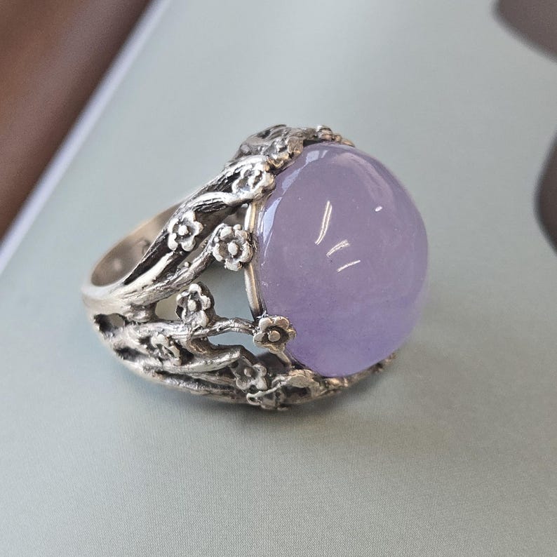 Handcrafted Sterling Silver Purple Jade Ring – Floral Korea Jewelry - Etsy