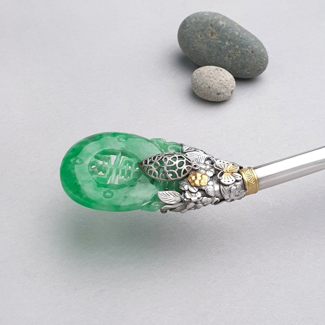 Handcrafted Sterling Silver Jade Binyeo Hairpin | Korean Traditional ...