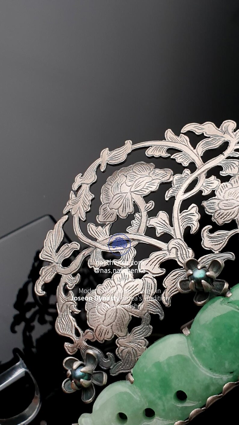 Korean Sterling Silver Hairpin – Handmade Royal Palace Binyeo With 5 ...