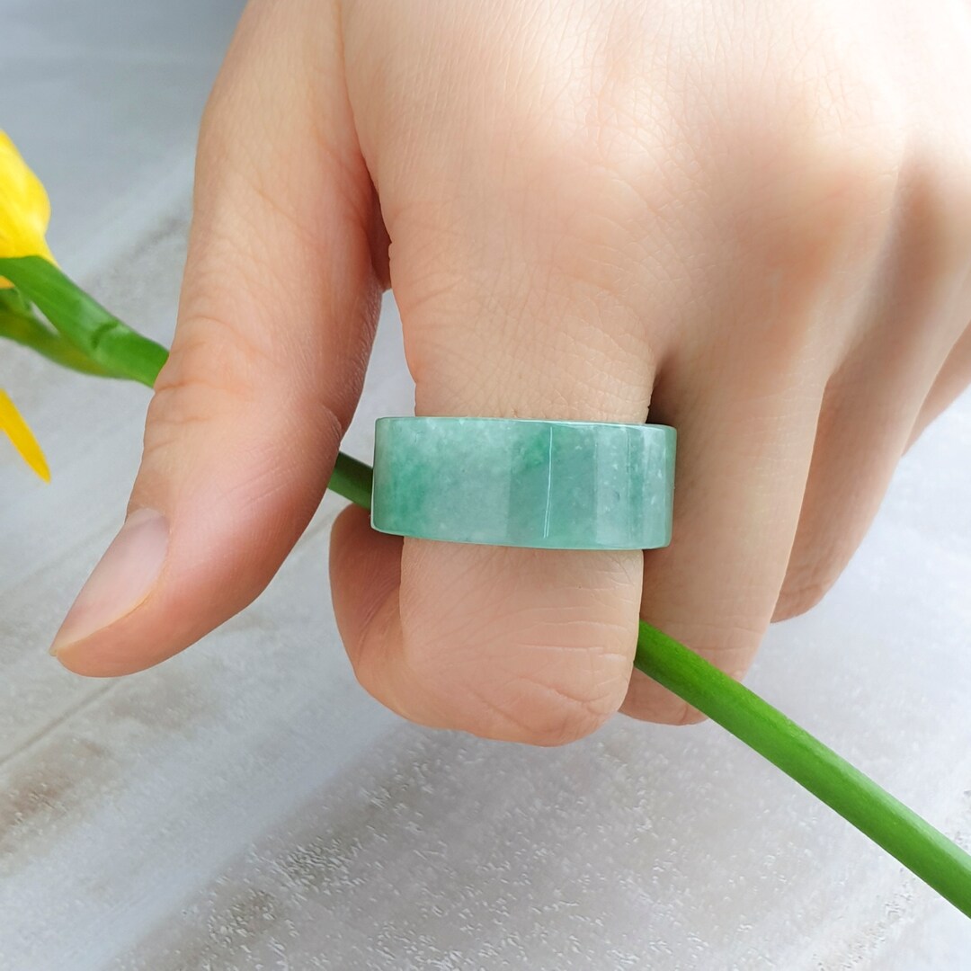 Jade Ring US 10- 10.5 Green Jade Band Ring, Grade Not A Jadeite ...