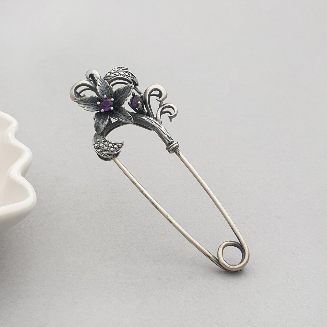 Unique Handmade Gemstone Brooch – NASCHENKA Original Silver Art Jewelry ...