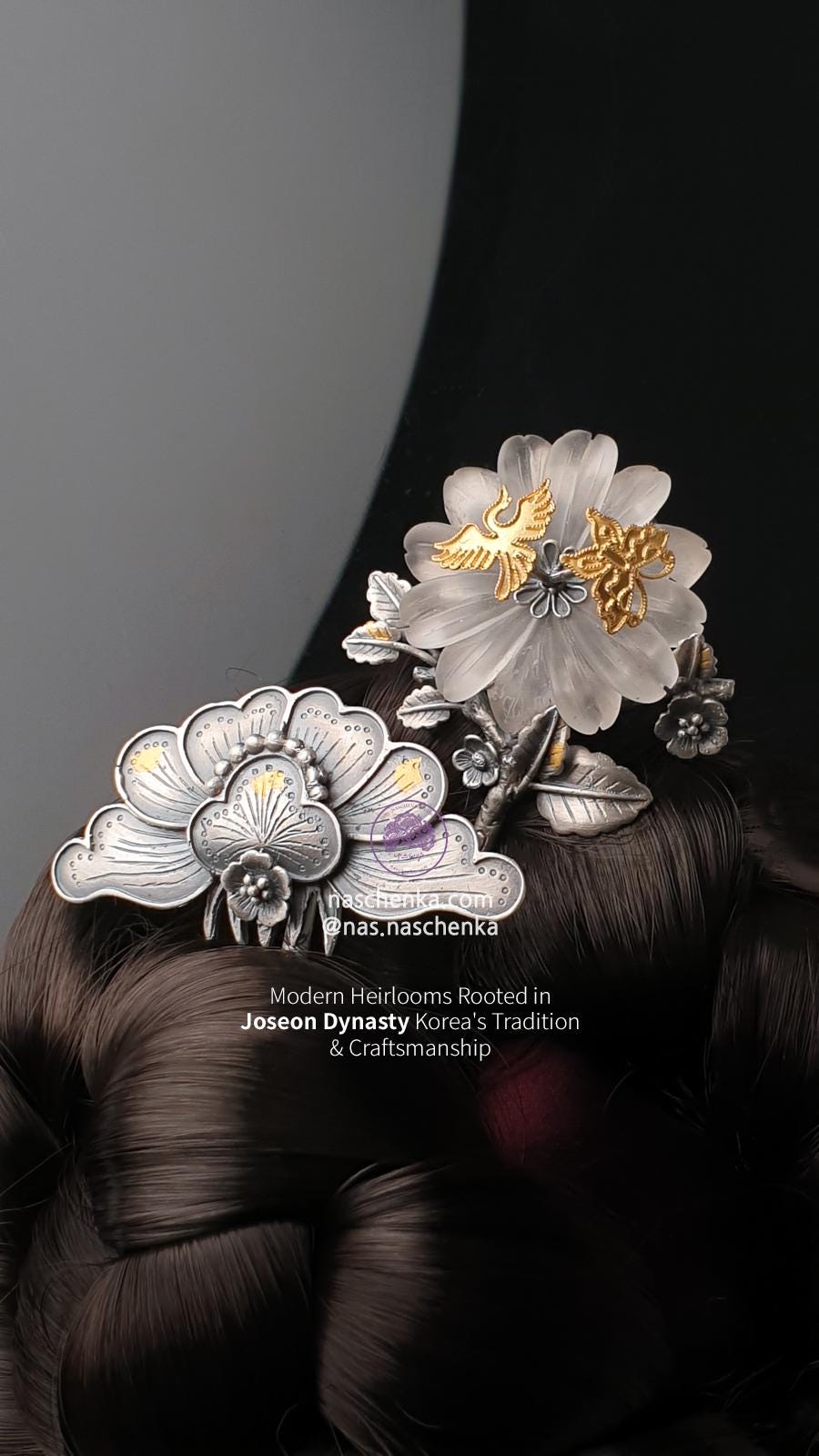 Dwikkoji (뒤꽂이) Korean Traditional NASCHENKA Silver Lotus Hair Pin ...