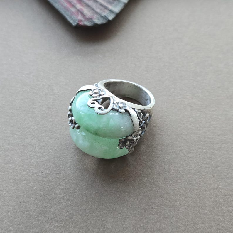 Handmade Sterling Silver Natural Jade Ring – Korean Artisan Jewelry - Etsy